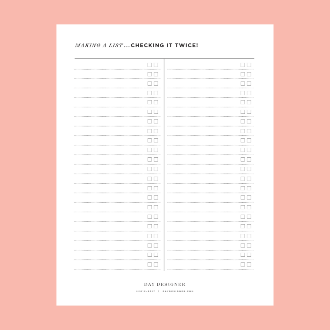 Making a List, Checking it Twice | Day Designer