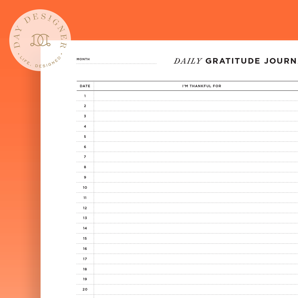Free Daily Gratitude Journal Printable | Day Designer
